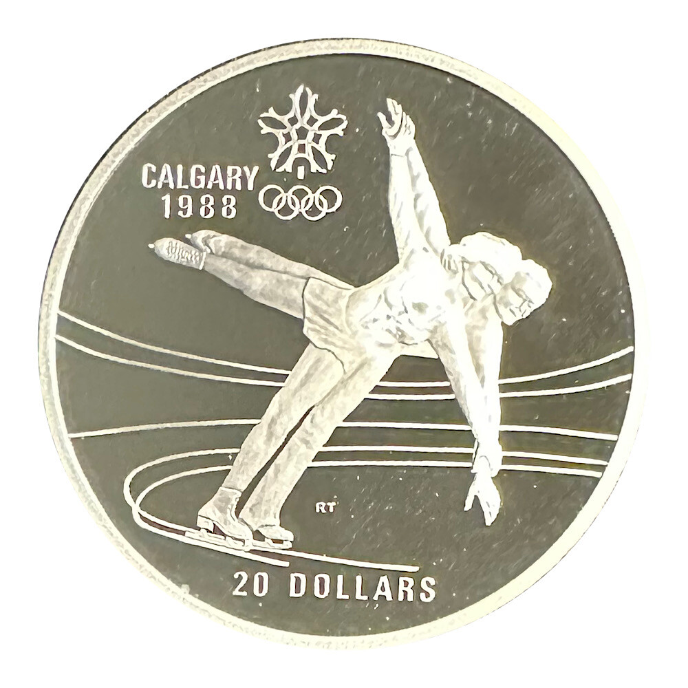 >1988 Canadian $20 Calgary Olympic Silver Coin - 1 Troy Oz of .925 Fine ...