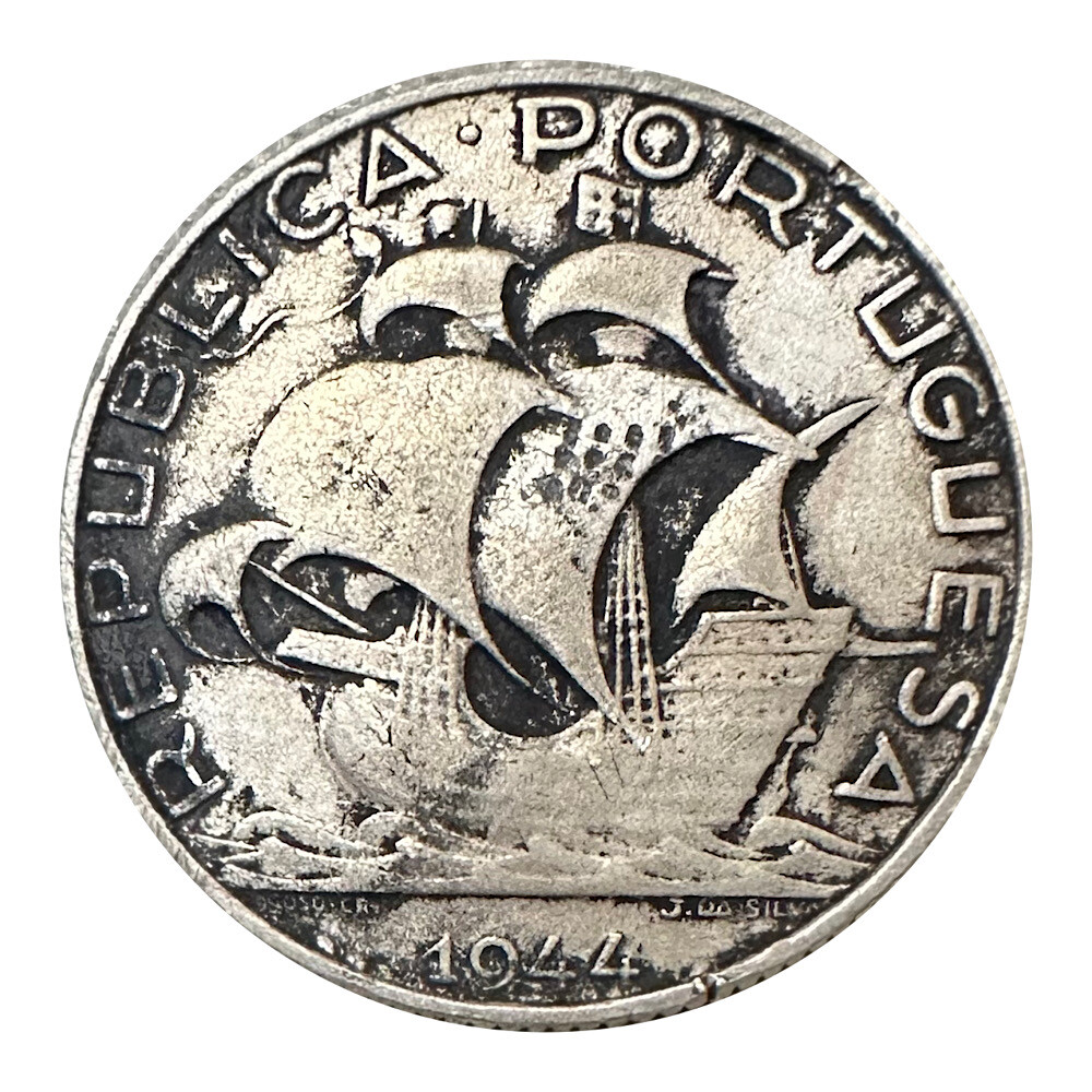 >1944 Portugal Silver 2.50 Escudos Coin - Sailing Ship and Shields ...