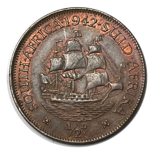 * 1942 South Africa 1/2 D. Penny Coin - British WWII George VI Coin ...