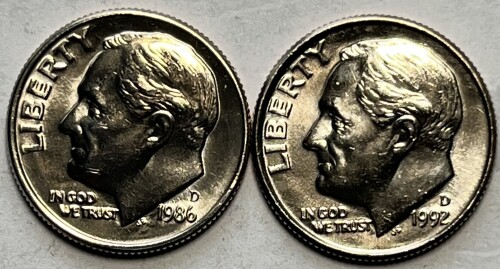 * 1986-D and 1992-D U.S. Uncirculated Roosevelt Dimes - Set of 2 ...