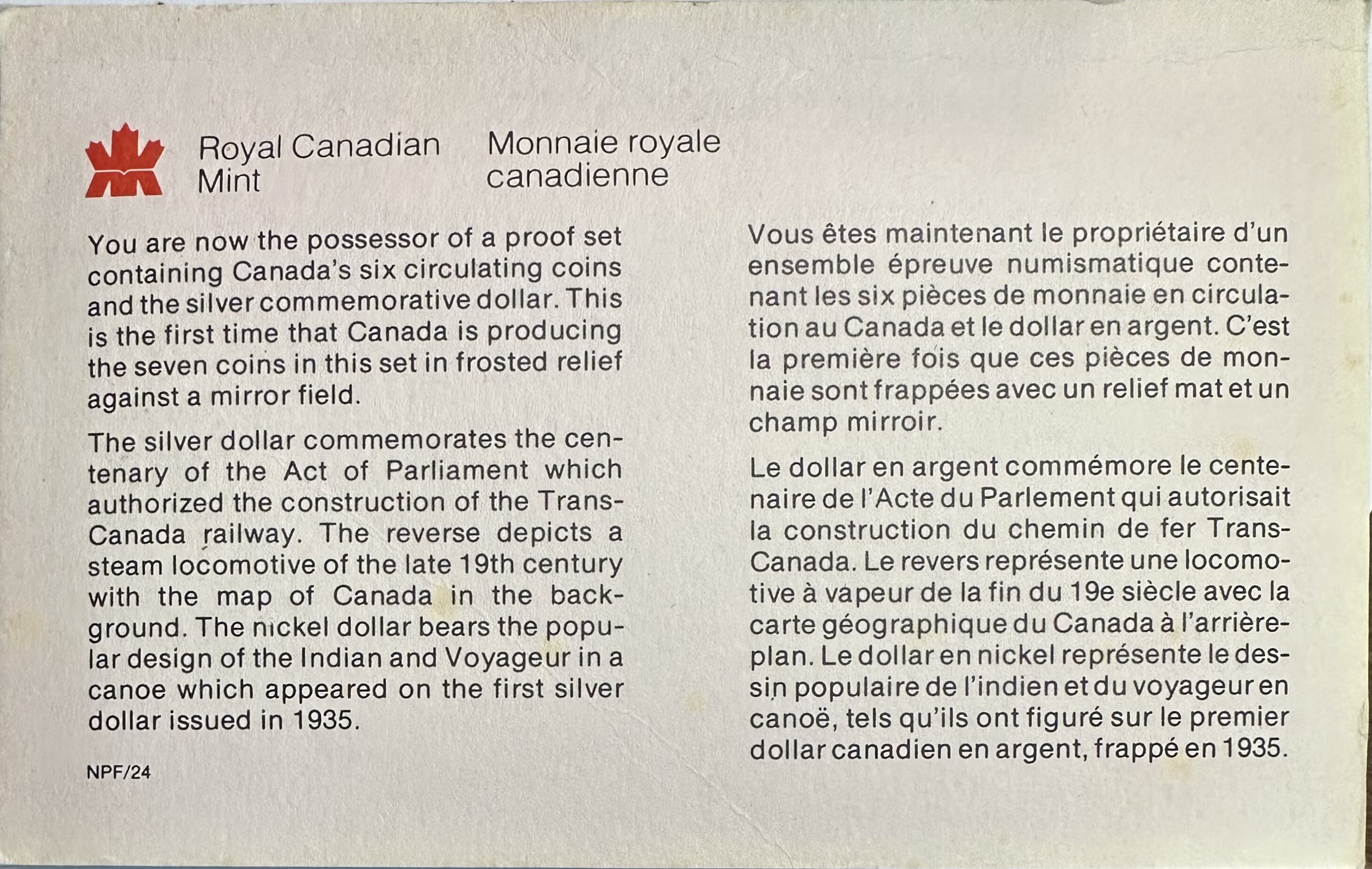 1981 Royal Canadian Mint Proof Set - 7 Coins Including Voyageur Silver ...