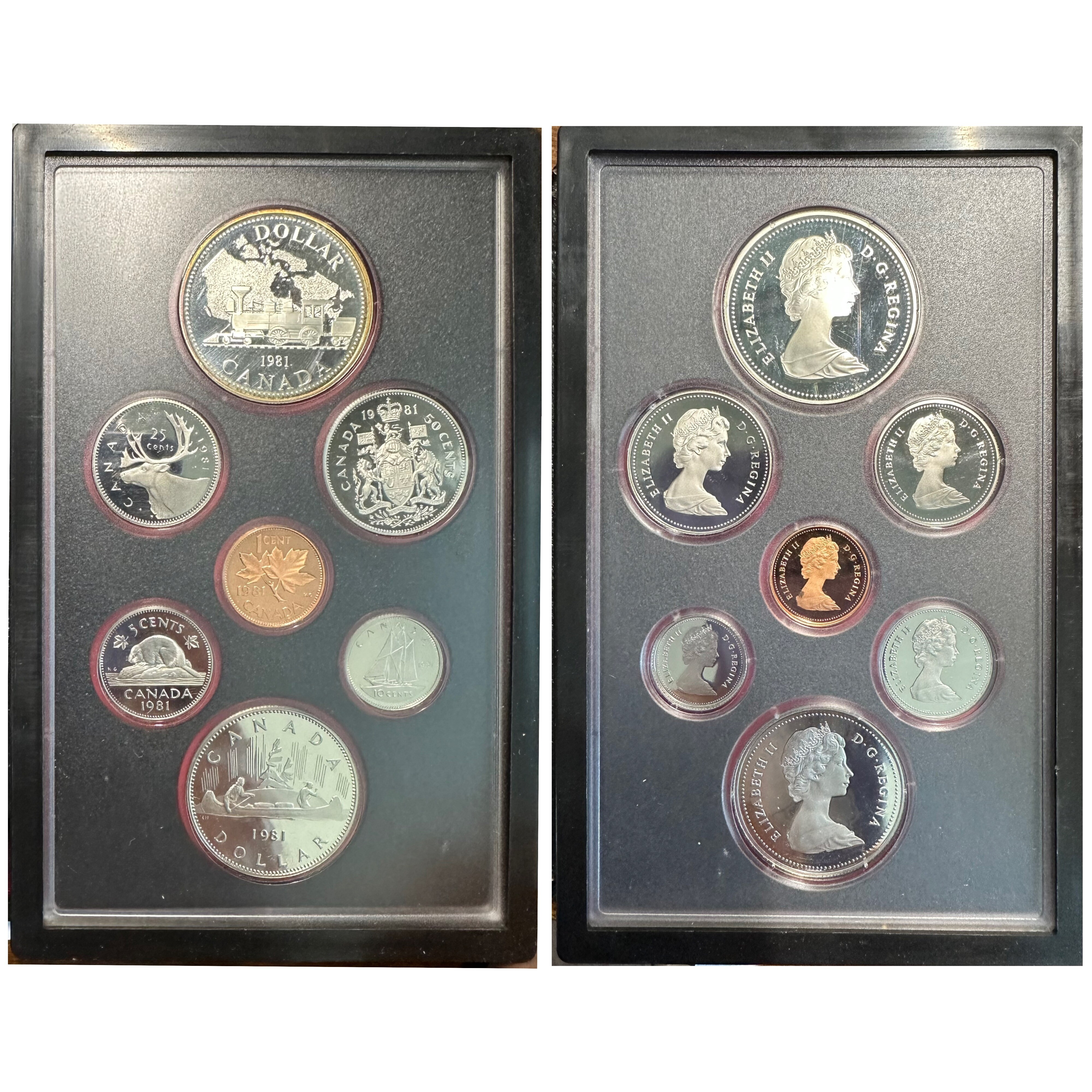 1981 Royal Canadian Mint Proof Set - 7 Coins Including Voyageur Silver ...