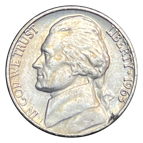 . Error Coin - 1963 US Jefferson Nickel with Defect on Planchet (At End ...