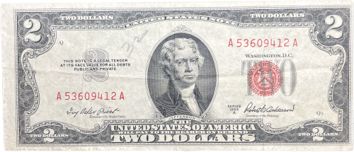 . 1953A United States Two Dollar ($2) Red Seal Note | Property Room