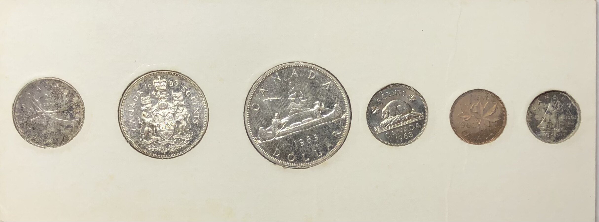 >1963 Canada Silver Mint Coin Set - 6 Coins in Holder | Property Room