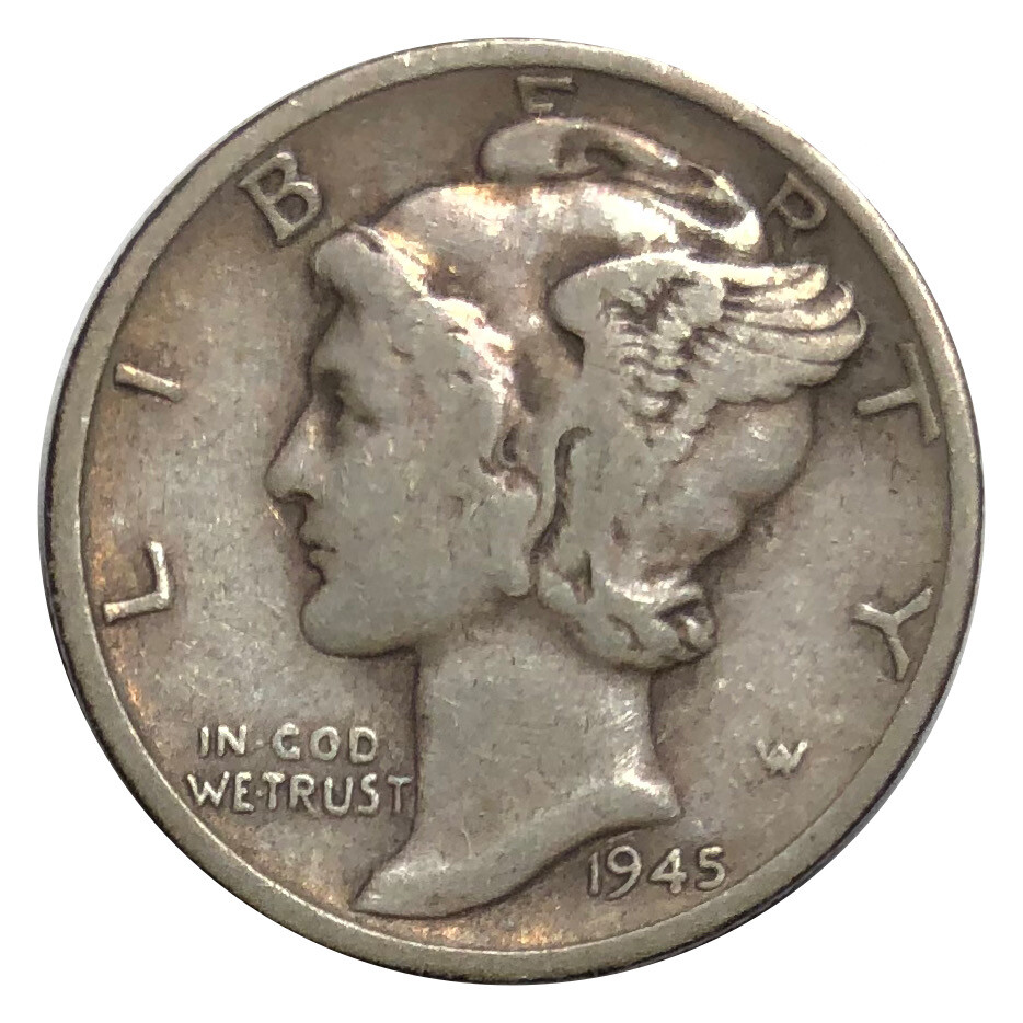 >1945-S U.S. Silver Micro S Mercury Dime With Gorgeous Rose Toning ...