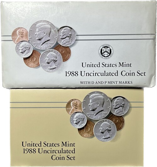 * 1988 (P&D) United States Mint Uncirculated Coin Set - 10 Coins & 2 ...