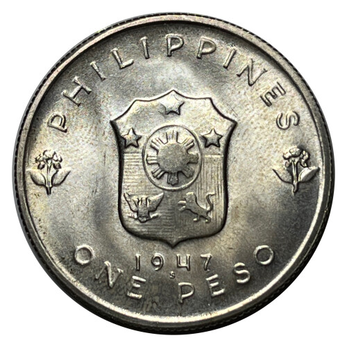 * 1947-S U.S. Philippines Silver One Peso Coin with Gen. Douglas ...