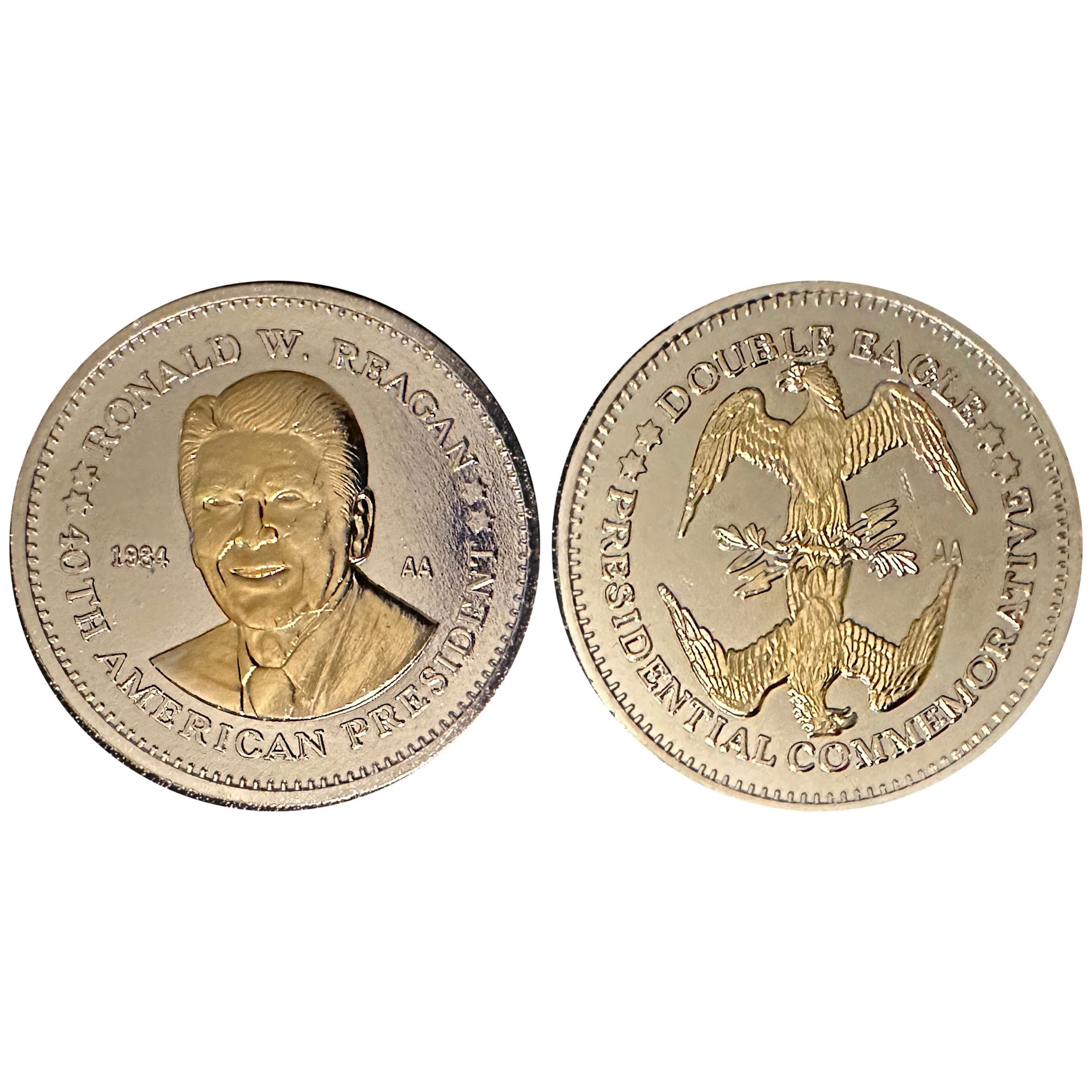 >1984 Reagan and 1985 Kennedy "Double Eagle" Coins Layered in .999 ...