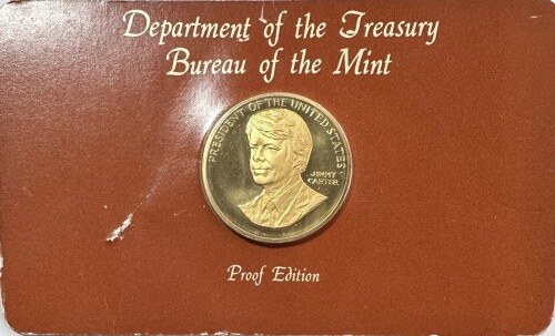 - 1977 U.S. Mint Jimmy Carter 32MM Bronze Proof Inaugural Medal in Red ...