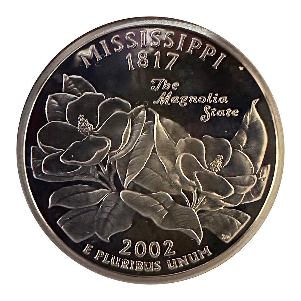 >2002-S U.S. Silver Proof Washington State Quarter Honoring Mississippi ...