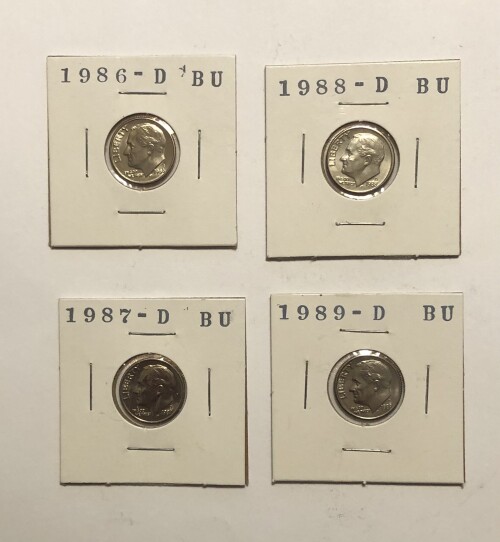 1986-D 1987-D 1988-D 1989-D U.S. 4 Roosevelt Dimes - Brilliant ...