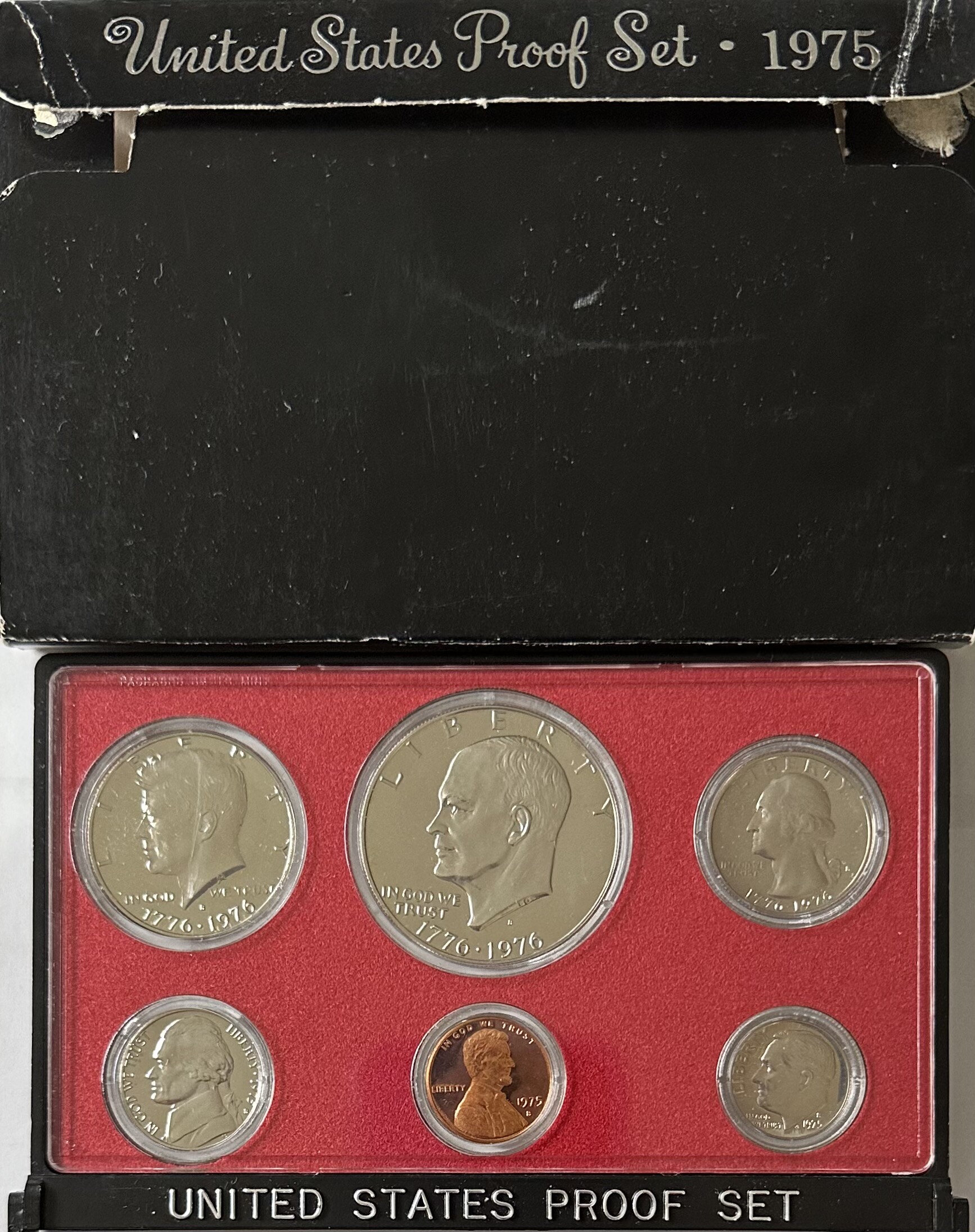 1975-S U.S. Proof Set - 6 Coins Including Eisenhower Dollar and Kennedy ...