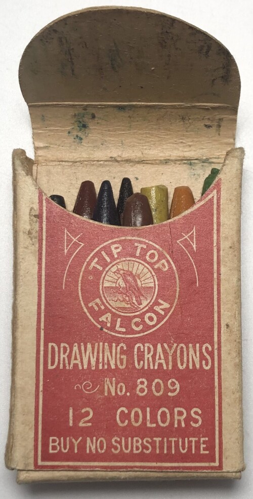 *Rare Antique Tip Top Falcon Box of Drawing Crayons (9 Crayons) - 2.5 x ...