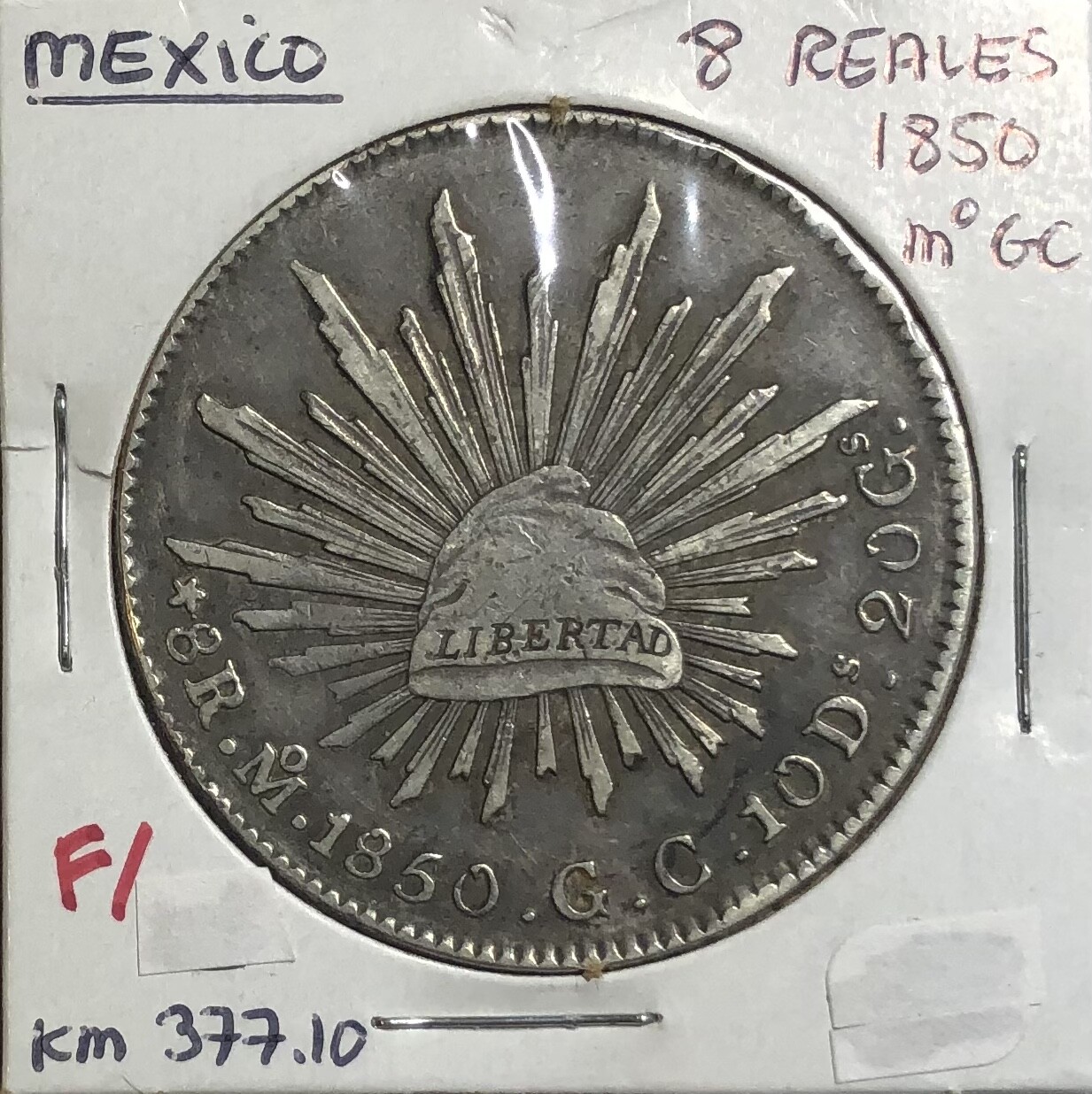 >1850 Mexico Silver Cap and Rays 8 Reales Coin - OM GC - Nice Detail ...