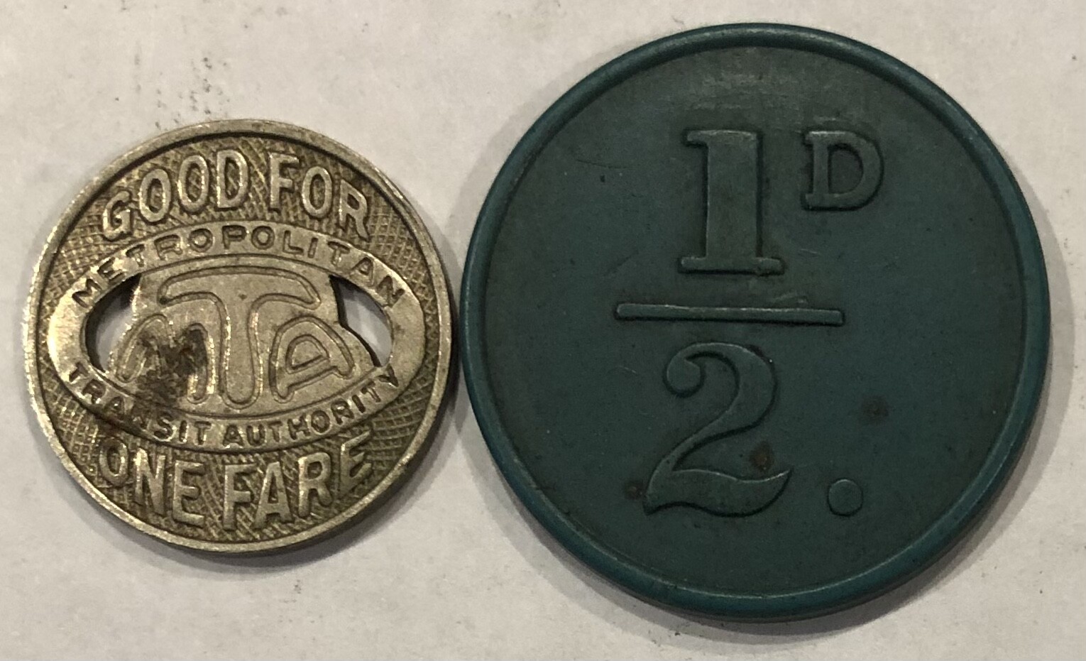 >Pair of Transit Tokens - Los Angeles and UK Manchester Corporation ...