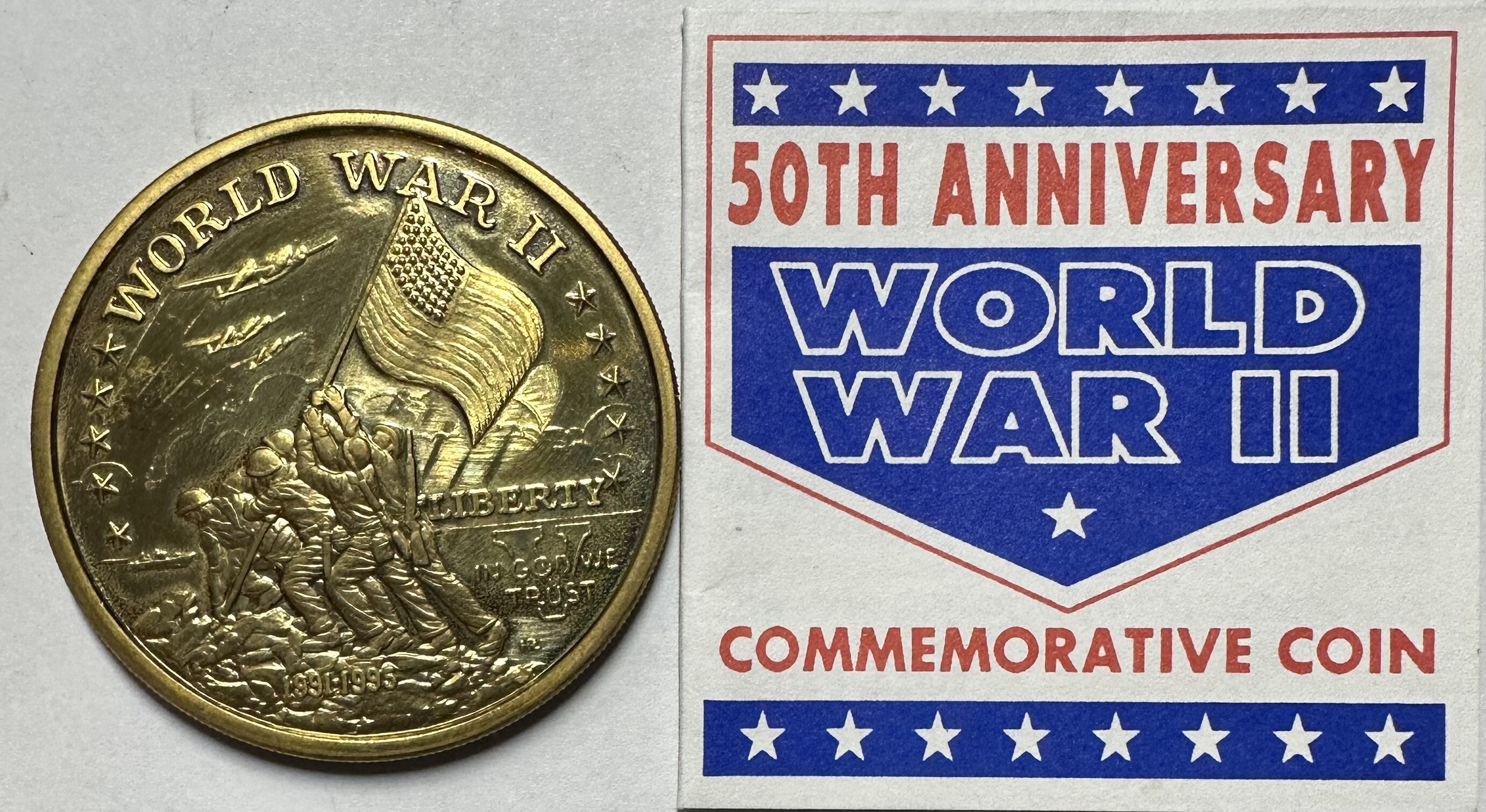 World War II 50th Anniversary 10 Dollars Commemorative Coin, Minted in ...