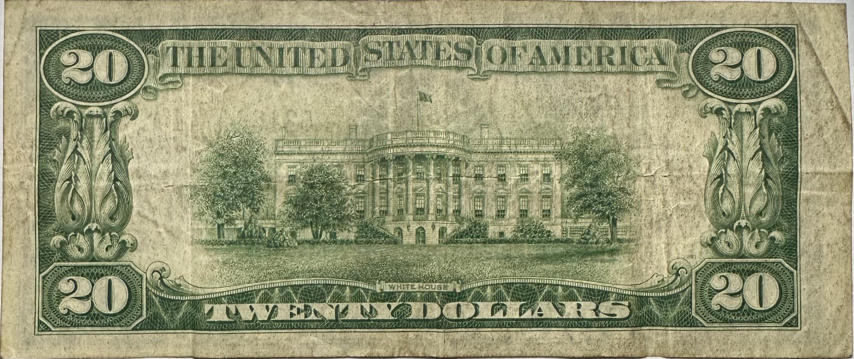 1934 Series U.S. Twenty Dollar ($20) Federal Reserve Note with Light ...