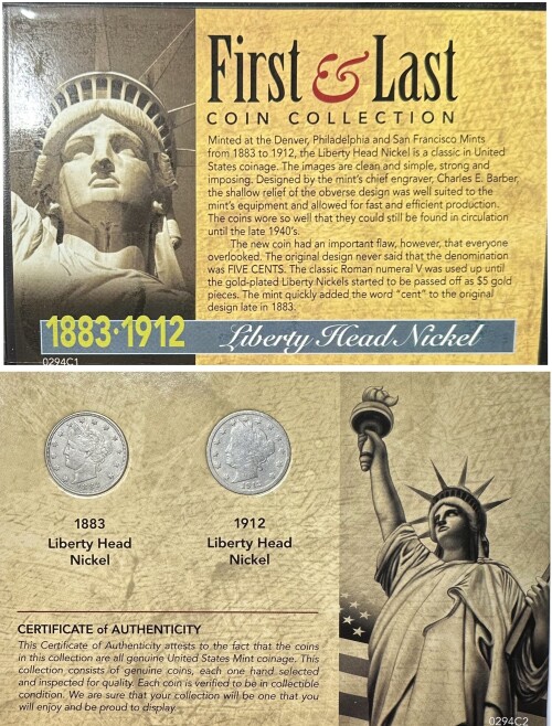 - 1883 & 1912 U.S Liberty Head Nickels - First and Last Coin Collection ...