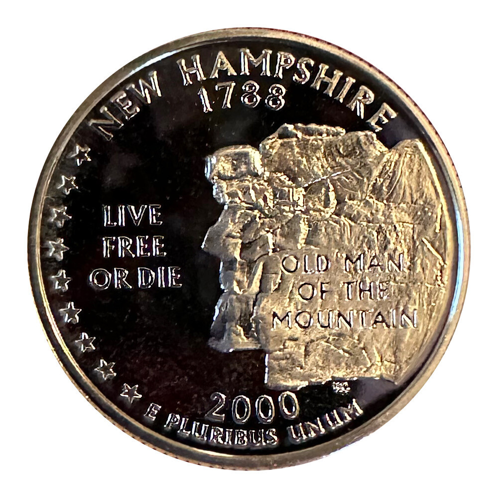 >2000-S U.S. Silver Proof State Quarter Honoring New Hampshire, the Old ...