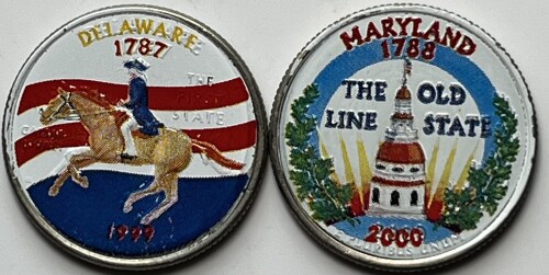 * 1999-D and 2000-D U.S. Colorized State Quarters - Delaware & Maryland ...