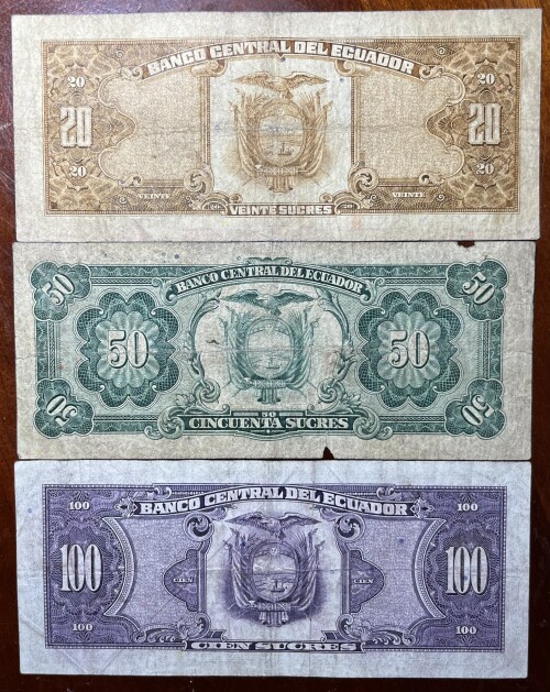1988 20 Sucres & 50 Quito & 1990 100 Quito - Banco Central Del Ecuador ...