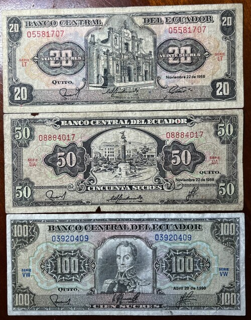 1988 20 Sucres & 50 Quito & 1990 100 Quito - Banco Central Del Ecuador ...