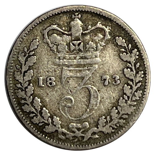 * 1873 Great Britain Silver Three Pence Coin | Property Room