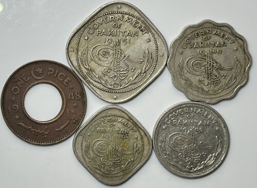 * 1949 Pakistan Half Anna & One Anna , 1948 Quarter Rupee & Pice and ...