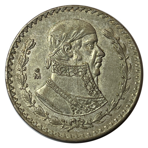 * 1964-oM Mexico Silver Un Peso with Edge Lettering | Property Room