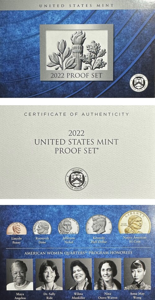 - 2022-S US. Mint Proof Set 10 Coins in Original Mint Packaging & COA ...