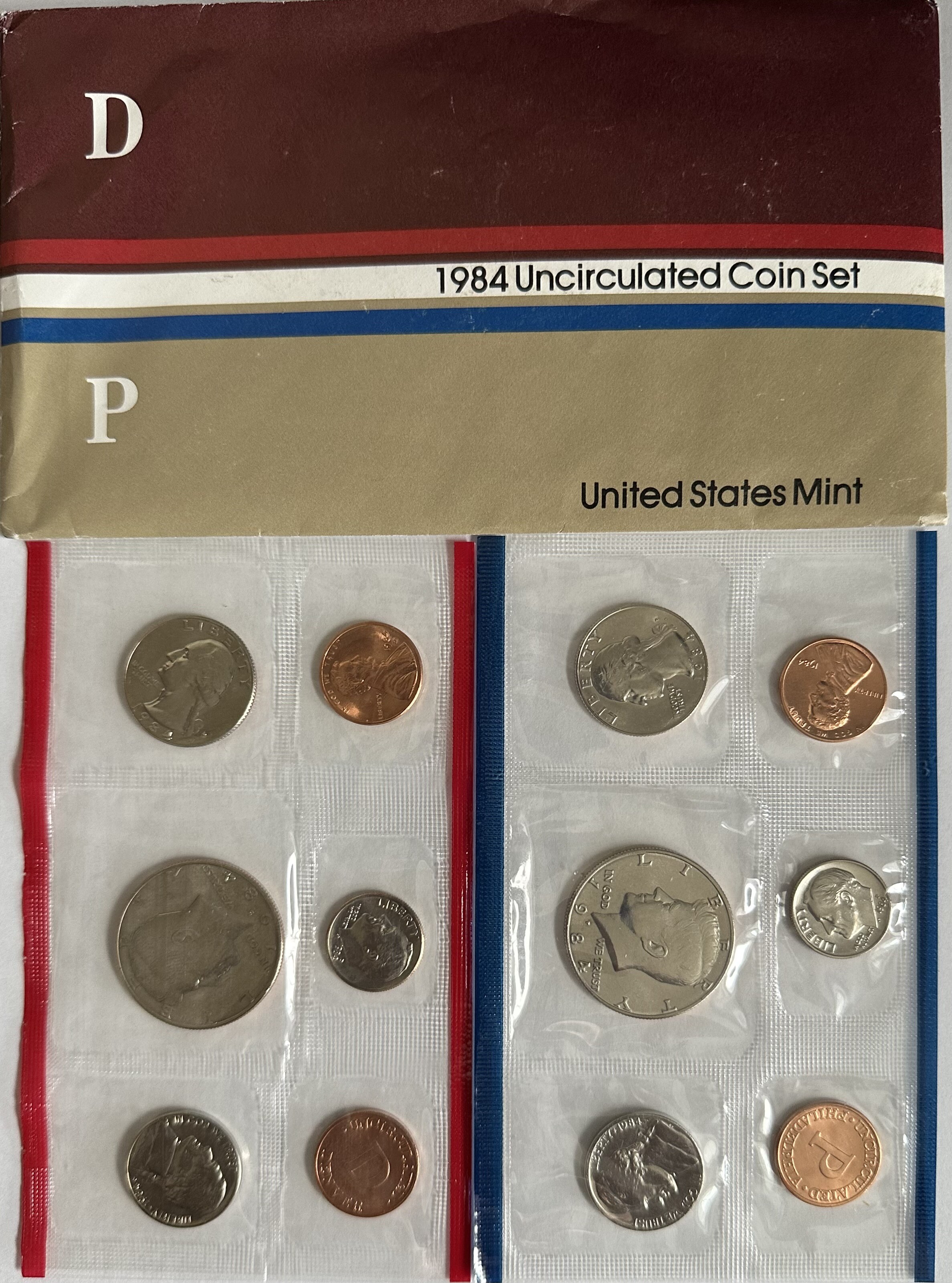 >1984 (D&P) U.S. Mint Uncirculated Coin Set - 10 Coins in Original Mint ...