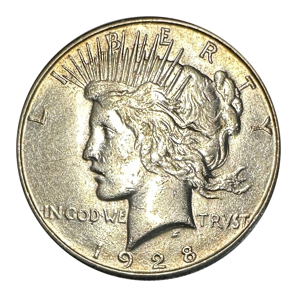 >1928-S U.S. Silver Peace Dollar with Golden Toning Around Rim - Very ...