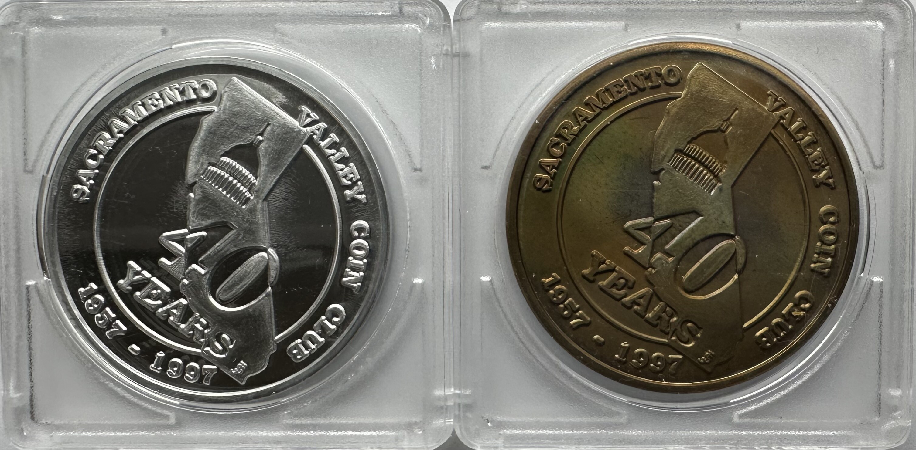1957-1997 Sacramento Valley Coin Club 40 Year Commemorative Medals - 2 ...