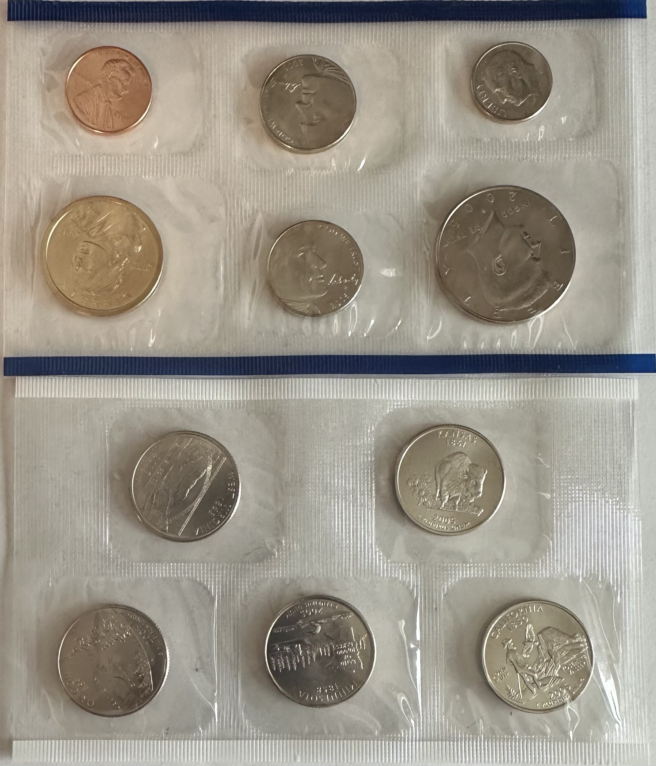 2005 U.S. Philadelphia Mint Uncirculated Coin Set - 11 Coins Including ...
