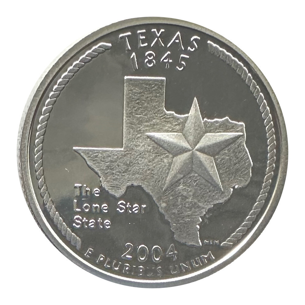 2004-S U.S. Silver DCAM Proof State Quarter TEXAS "The Lone Star State ...