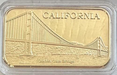 - America's 50 States 18k Gold Plated Ingot - California - Golden Gate ...