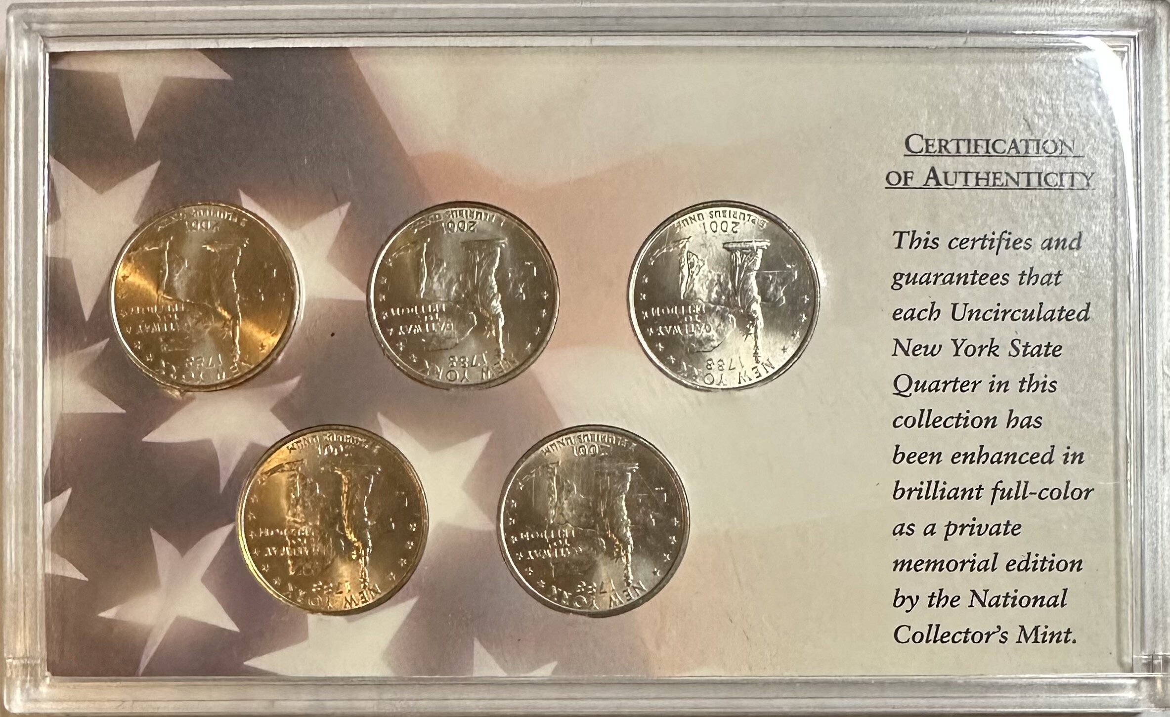 >2001 U.S. NY State Quarters Colorized (5) - 9/11 Anniversary Twin ...