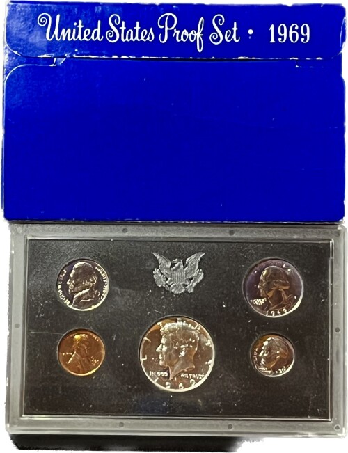 * 1969-S United States Proof Set - 5 Coins in Original Mint Packaging ...