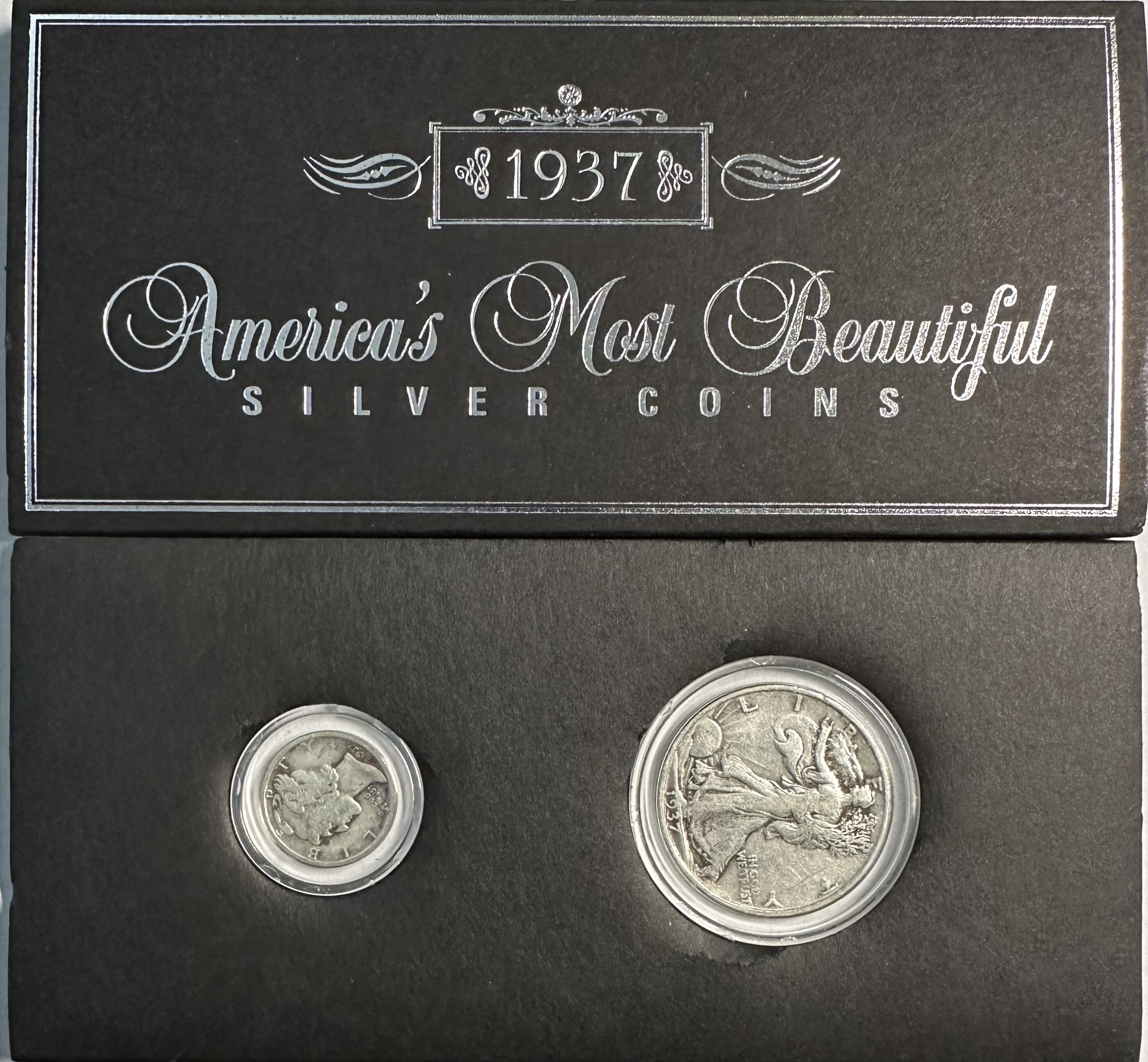 >1937 U.S. Silver Walking Liberty Half Dollar and 1937-D Silver Mercury ...