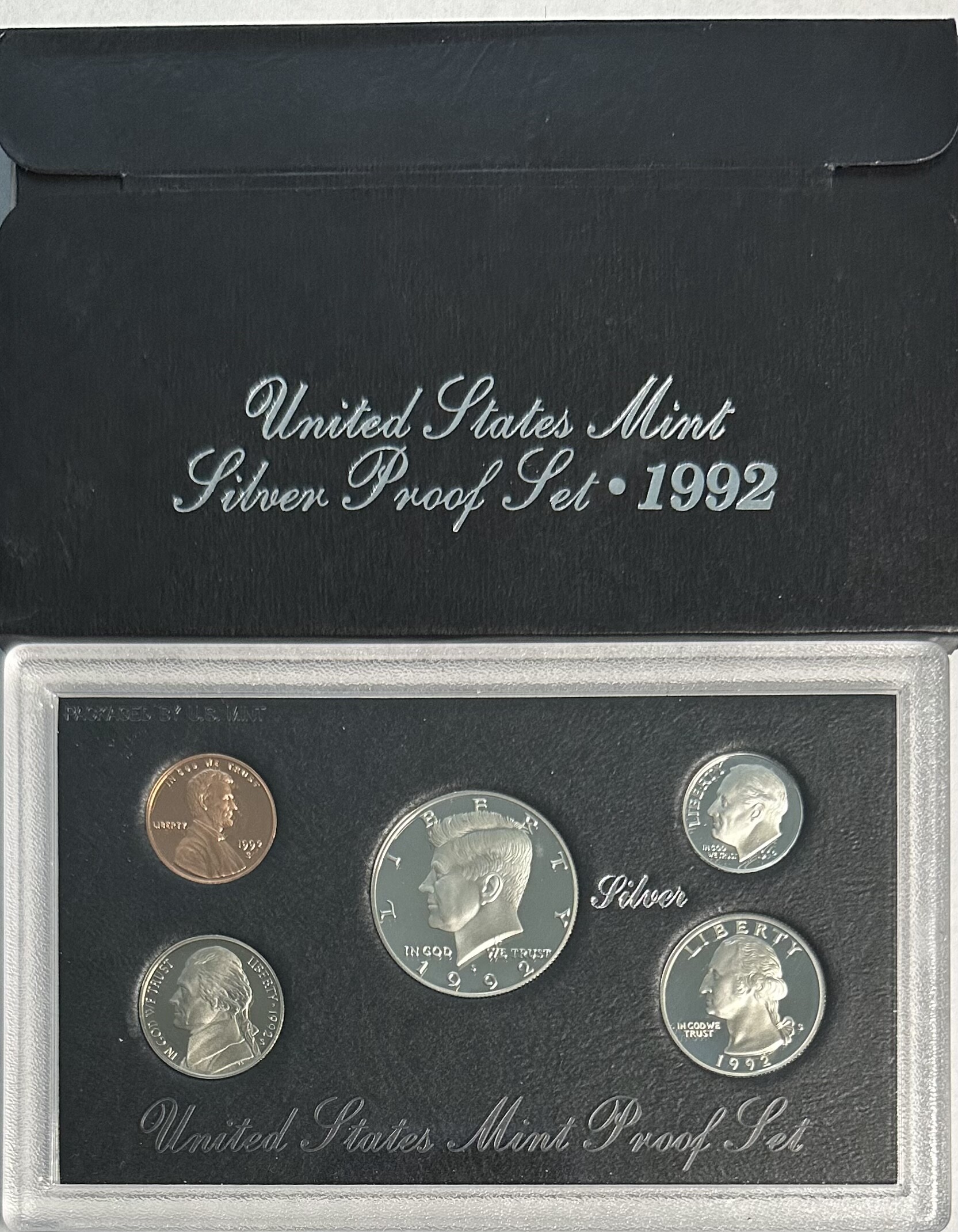 >1992-S U.S. Mint Silver Proof Set - 5 Coins Including Kennedy Half ...