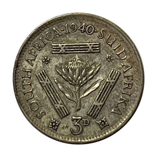 * 1940 South Africa Silver 3 Pence 3D Coin | Property Room