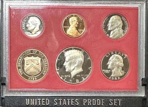 - 1982-S U.S. Proof Set - 5 Coins - Includes Kennedy Half Dollar and ...