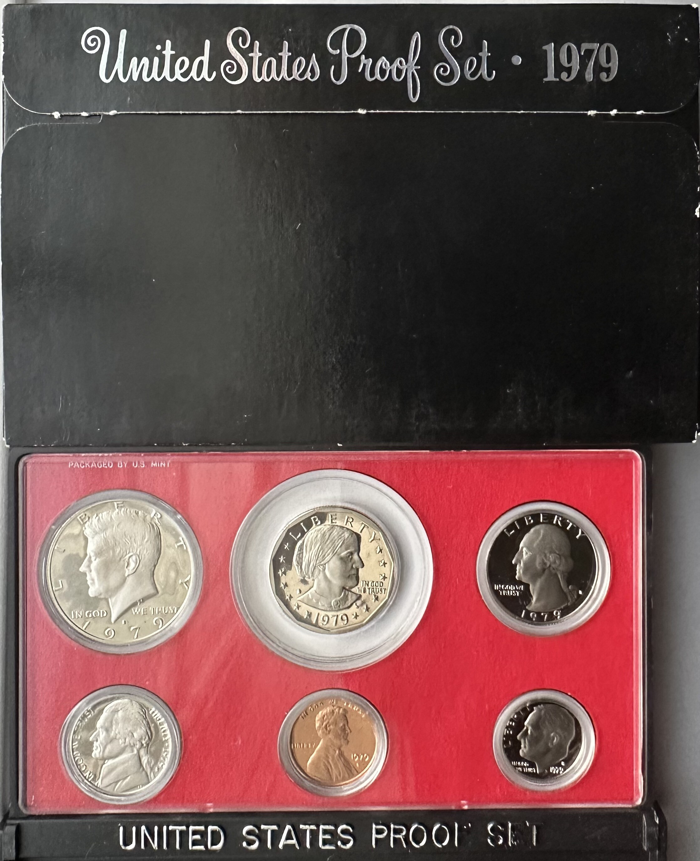 1979-S U.S. Proof Set - 6 Coins Including Susan B Anthony Dollar and Kennedy Half in Original ...