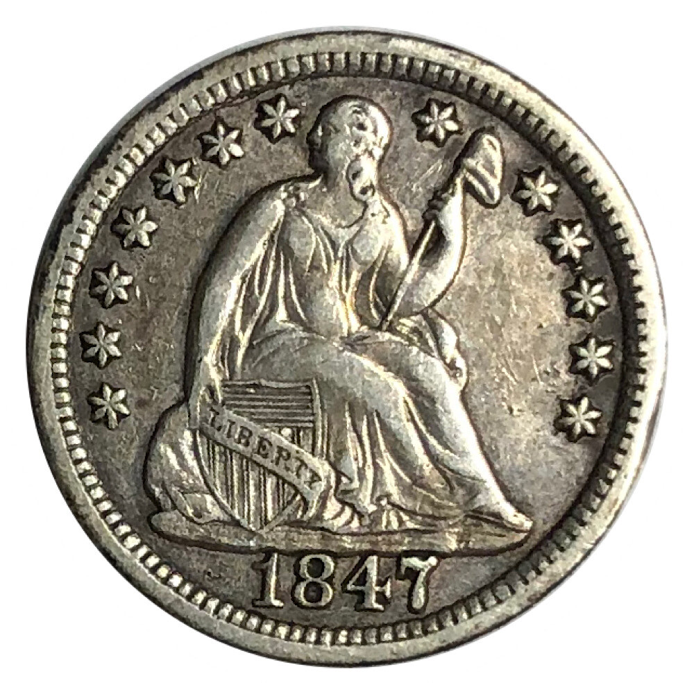>1847 US Silver Liberty Seated Half Dime - Full Liberty on Shield ...
