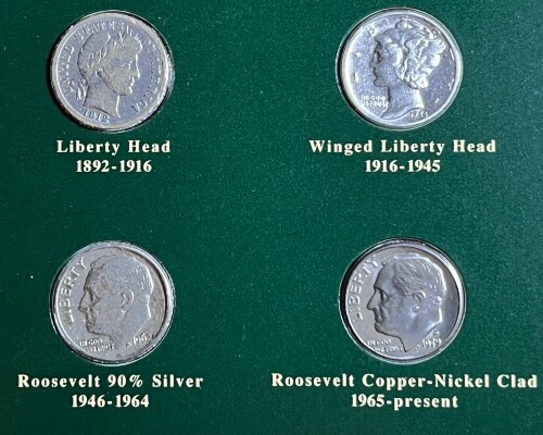 * 1912-D, 1944-S & 1962-D Silver & 1979-D (Clad) U.S. Liberty, Mercury ...