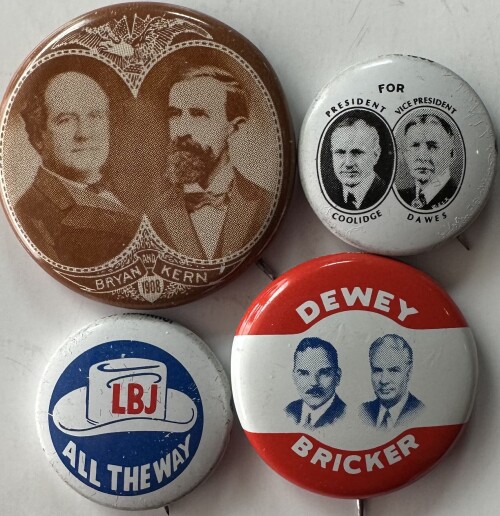 - U.S. Presidential Race Lapel Buttons - 1908 Bryan/Kern, 1921 Coolidge ...