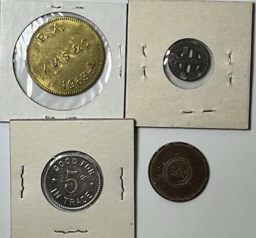 * Trade & Fare Tokens - 4 Different Variations - 50¢, 5¢, 2¢ and Fare ...