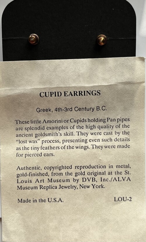 * Cupid Post Earrings - Greek, 4th-3rd Century B.C. Reproduction in ...
