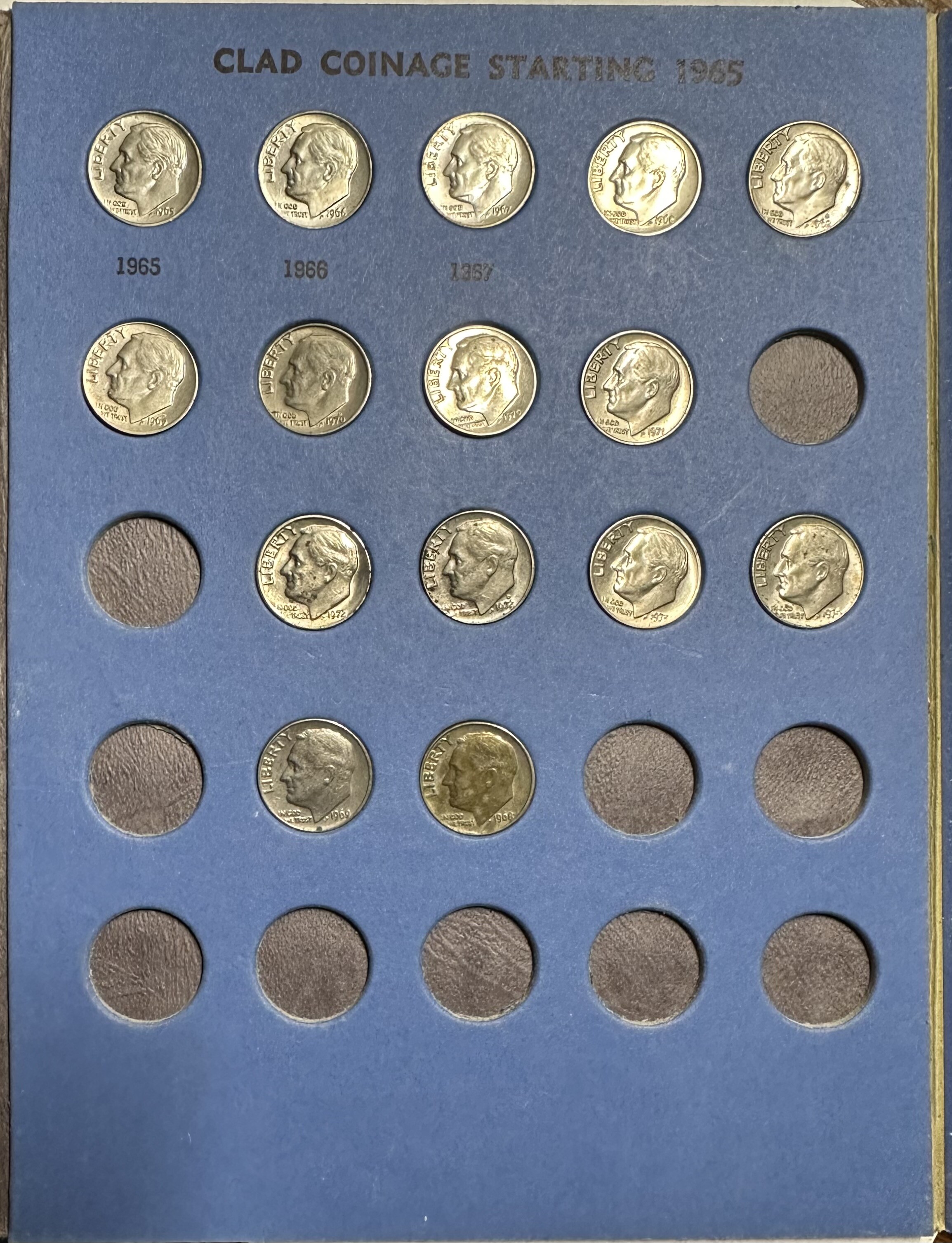 >Whitman Album Roosevelt Dime - Collection Starting 1946 With 27 Dimes ...